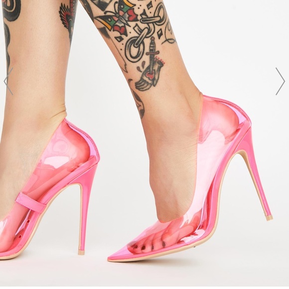 Dolls Kill | Shoes | Hot Pink Pvc Heels | Poshmark